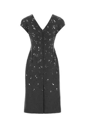 JIL SANDER Dark Grey Felt Dress
