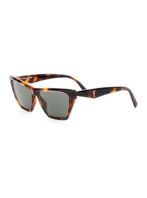 Saint Laurent Brown Sunglasses With Tortoiseshell Print And Cassandre Logo On Temples In Acetate - Multicolor