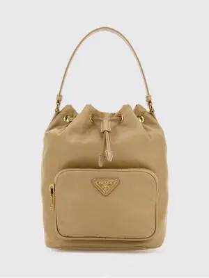 Prada Duet Re-nylon And Saffiano Leather Bucket Bag - Brown