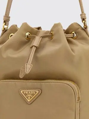 Prada Duet Re-nylon And Saffiano Leather Bucket Bag - Brown