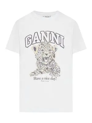 GANNI GANNI Jersey T-Shirt With Print White