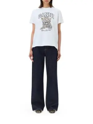 GANNI Jersey T-shirt With Print - White