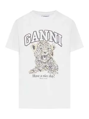 GANNI GANNI Jersey T-Shirt With Print White