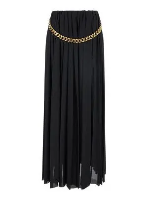 Balenciaga Black Long Pleaded Skirt With Belt In Tech Fabric - Multicolor
