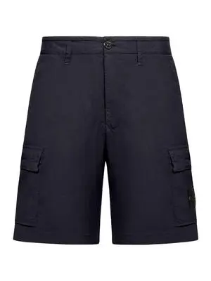 Stone Island Cargo Bermuda Shorts With Removable Badge - Blue