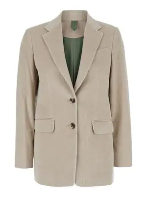 MAX MARA Max Mara Women 'Kuban' Beige Single-Breasted Jacket With Notched Revers In Cotton Blend Woman