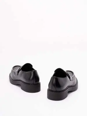 Prada Chocolate Brushed Leather Loafers - Multicolor