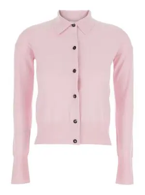 Max Mara Medeola' Sweater With Polo Collar And Button Closure In Wool Blend - Pink