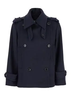 Max Mara Laveno Double Breasted Virgin Wool Blend Jacket - Multicolor
