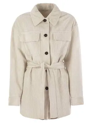 Brunello Cucinelli Corduroy Safari-style Jacket With Jewellery - Multicolor