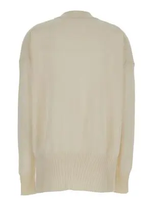 JIL SANDER Beige Ribbed Pullover In Cashmere
