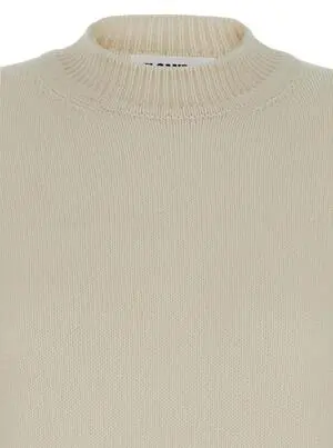 JIL SANDER Beige Ribbed Pullover In Cashmere