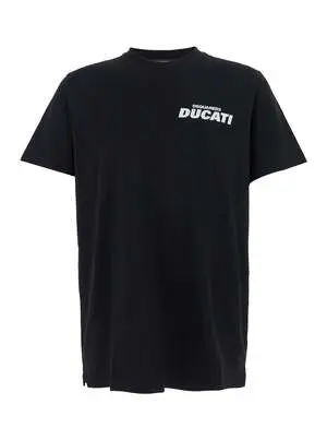 Dsquared2 Ducati X T-shirt With Logo On The Front In Cotton - Black