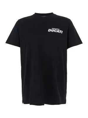 Dsquared2 Ducati X T-shirt With Logo On The Front In Cotton - Black
