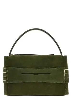 JW Anderson Olive Suede Small Loafer Handbag - Green