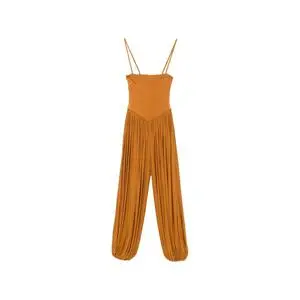 Zimmermann Pleated Square Neck Jumpsuit - Brown