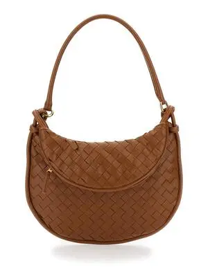 Bottega Veneta Bottega Veneta Women 'Gemelli Medium' Light Brown Hobo Shoulder Bag With Intrecciato Motif In Leather Woman Multicolor
