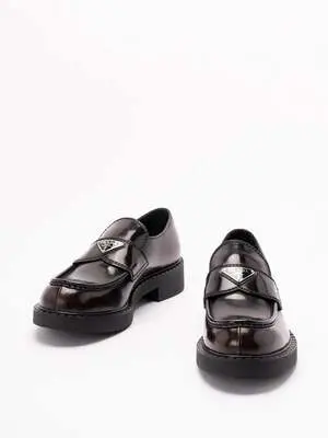 Prada Chocolate Brushed Leather Loafers - Multicolor