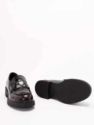 Prada Chocolate Brushed Leather Loafers - Multicolor