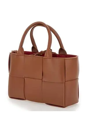 Bottega Veneta Arco Tote Mini' Brown Handbag With Intreccio Motif In Leather - Multicolor