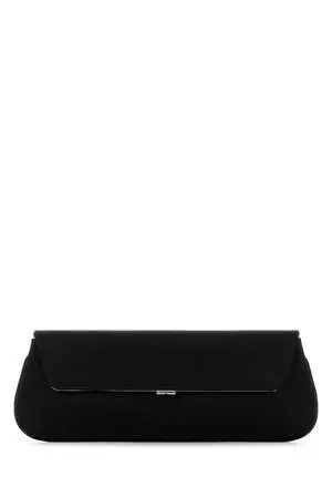 Amina Muaddi Satin Ami Clutch - Black