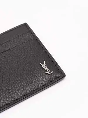 Saint Laurent Tiny Cassandre Card Case In Grained Leather