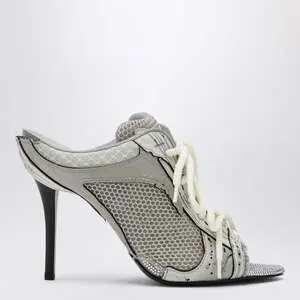 Balenciaga Distressed Effect Heeled Sandals - Gray