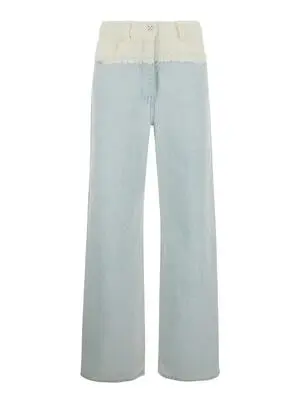 Givenchy Blue Jeans With Tweed Waist In Denim - Multicolor