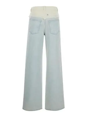 Givenchy Tweed Waist Denim Wide Leg Jeans - Multicolor