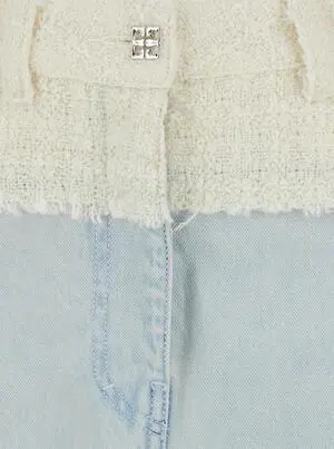 Givenchy Tweed Waist Denim Wide Leg Jeans - Multicolor