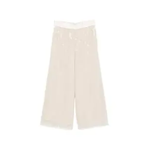 Peserico Neutrals Trousers Palazzo Pants - Cream