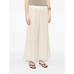 Peserico Neutrals Trousers Palazzo Pants - Cream