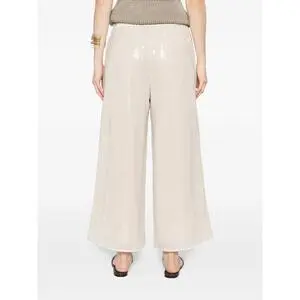 Peserico Neutrals Trousers Palazzo Pants - Cream