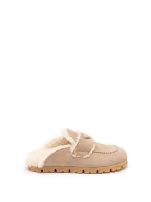Prada Suede And Shearling Mules - Multicolor