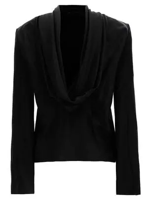 Saint Laurent Silk Satin Cowl-back Blouse - Multicolor