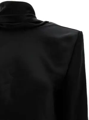 Saint Laurent Silk Satin Cowl-back Blouse - Multicolor