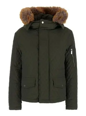 Burberry Green Quilted Jacket With Ekd Logo Detail In Cotton Blend - Multicolor