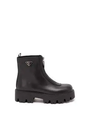 Prada Leather Zipper Booties - Multicolor