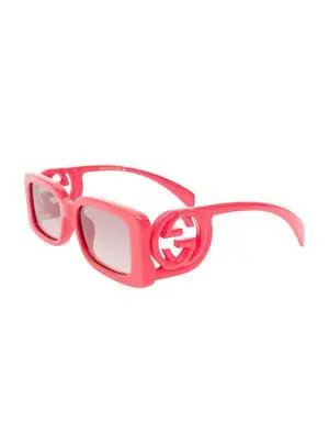 Gucci Interlocking G Cut-out Rectangular Sunglasses - Multicolor