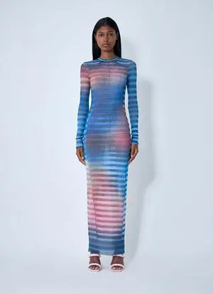 JEAN PAUL GAULTIER Air Mesh Maxi Dress - Blue