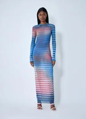 JEAN PAUL GAULTIER Air Print Mesh Maxi Dress - Blue