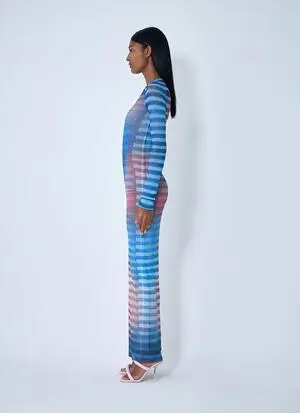 JEAN PAUL GAULTIER Air Print Mesh Maxi Dress - Blue