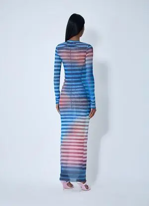 JEAN PAUL GAULTIER Air Print Mesh Maxi Dress - Blue