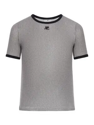 COURREGES Houndstooth Contrast T-shirt - Black