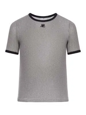 COURREGES Houndstooth Contrast T-shirt - Black