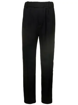 Bottega Veneta Black Straight Trousers With Coulisse At Waistline In Wool Twill - Multicolor