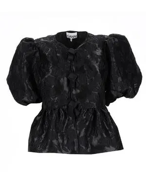 GANNI Peplum Top - Black