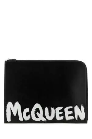Alexander McQueen Leather Document Holder - Black