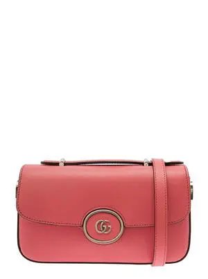 Gucci Petite Gg' Mini Shoulder Bag With Double G Detail In Leather - Pink