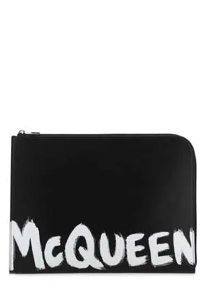 Alexander McQueen Leather Document Holder - Black